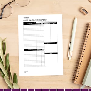 Kitchen Shift Handover Prep List, Notes Fot Chefs, Restaurant and Cafe ...