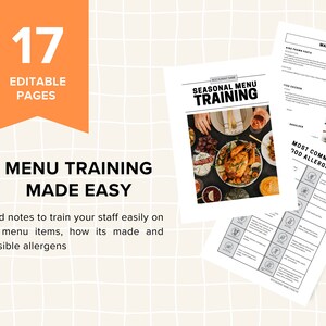 Restaurant Menu Training Manual, Editable Template, Food and Drinks ...