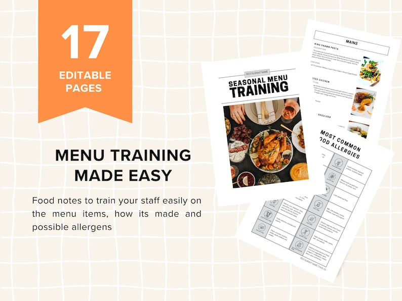 Restaurant Menu Training Manual, Editable Template, Food and Drinks ...