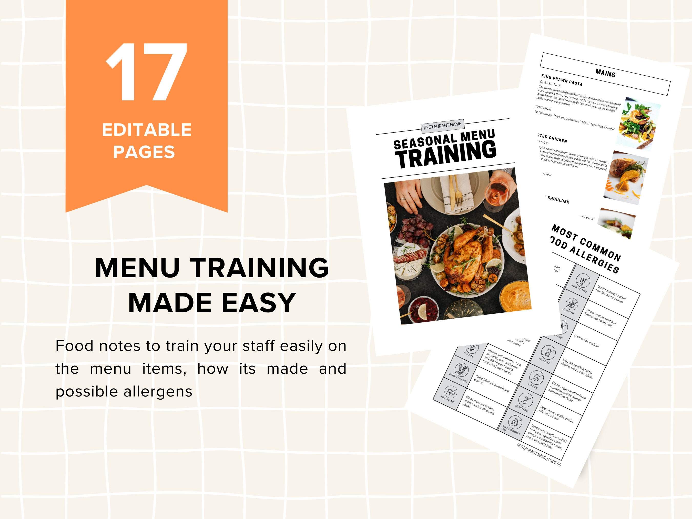 Restaurant Menu Training Manual, Editable Template, Food and Drinks ...