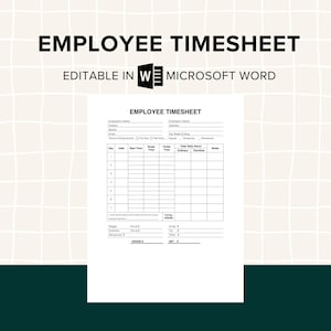 Employee Weekly Time Sheet, Employee Timesheet Log Form, Time Record ...