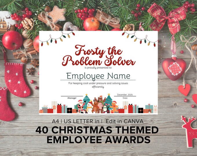 Holiday Employee Certificates, Funny Employee Awards, Christmas ...