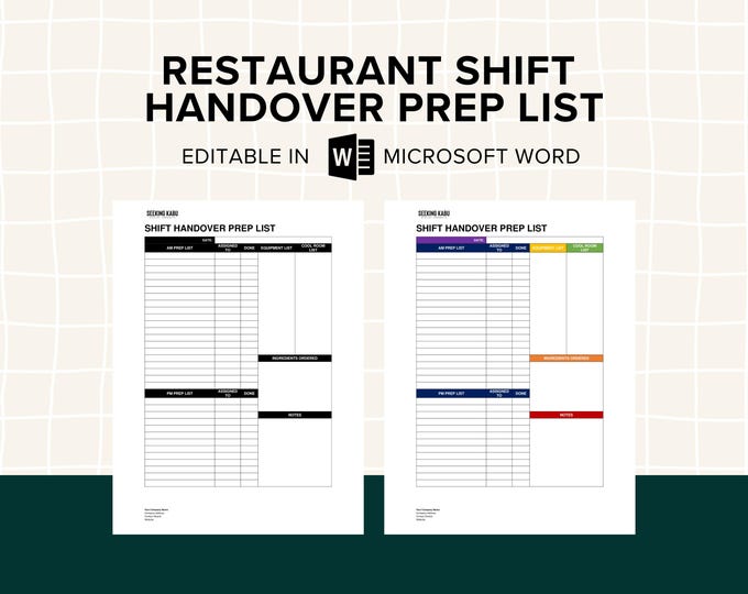 Prep & Par List Template, Food Prep List, Prep List Template, Editable ...