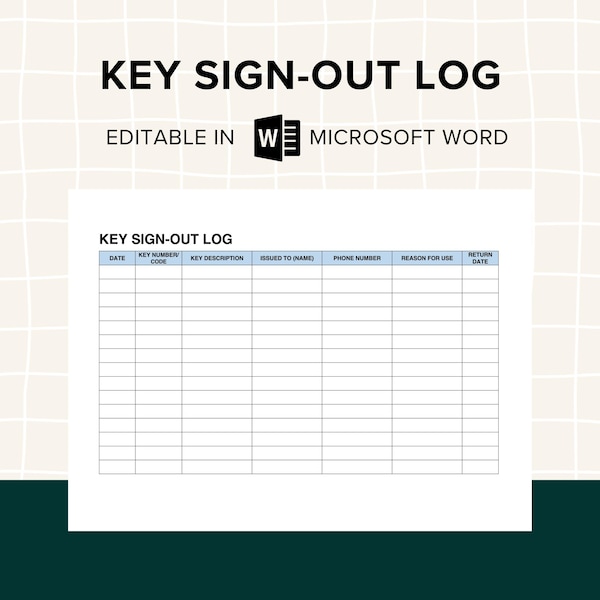 Key Log Template - Etsy