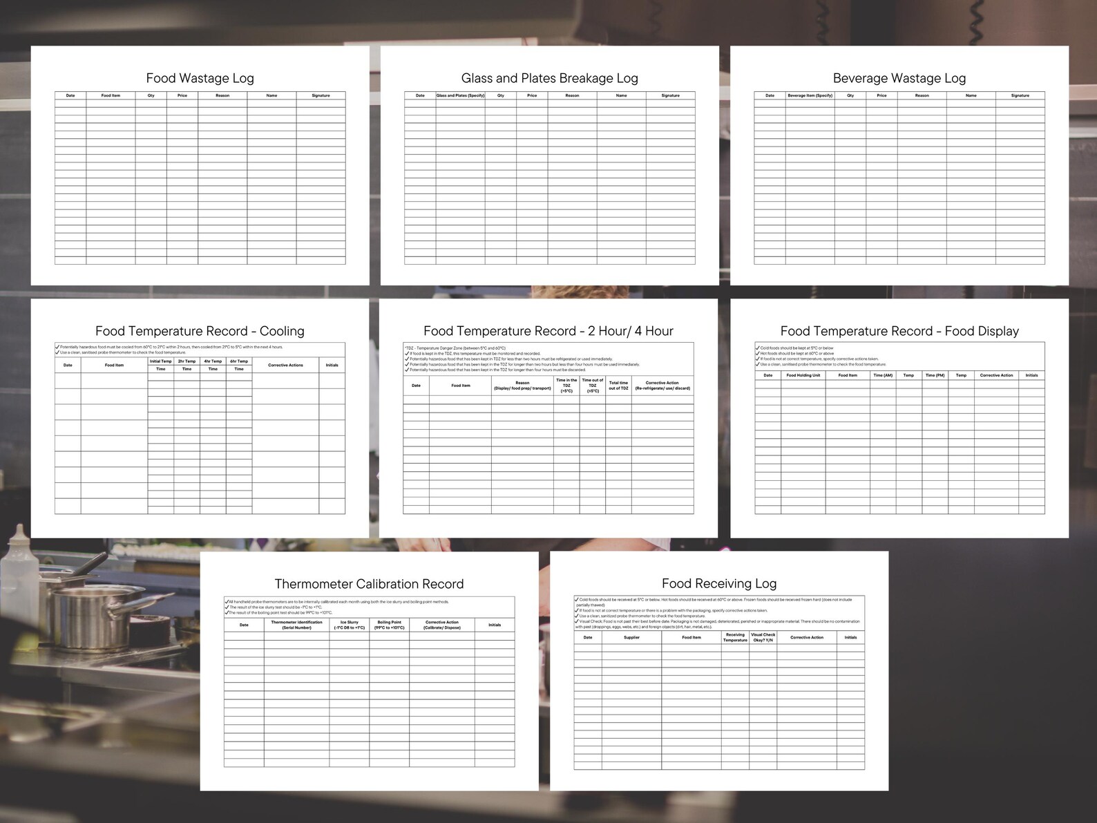 Restaurant Kitchen Templates Bundle, Canva Editable, Cafe BOH, HACCP ...
