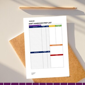 Kitchen Shift Handover Prep List, Notes Fot Chefs, Restaurant and Cafe ...