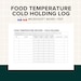 Cold Food Temperature Log, Cold Food Holding Temperature Sheet, Food ...