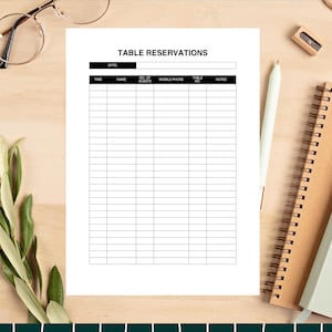 Restaurant Table Reservation Template | Editable Table Booking Form ...