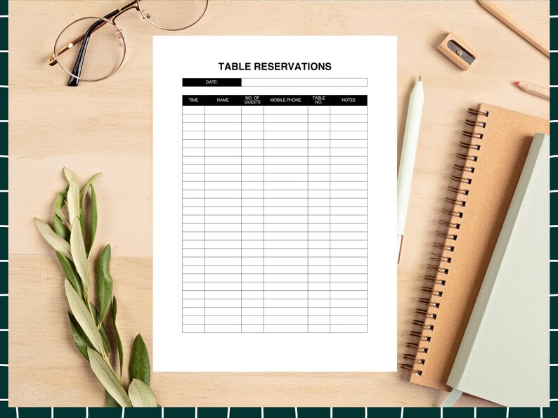 Restaurant Table Reservation Template | Editable Table Booking Form ...