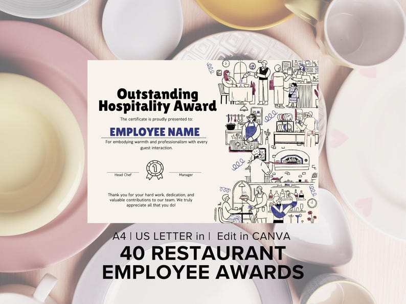 40 Restaurant Employee Appreciation Certificate Canva Template, Staff ...