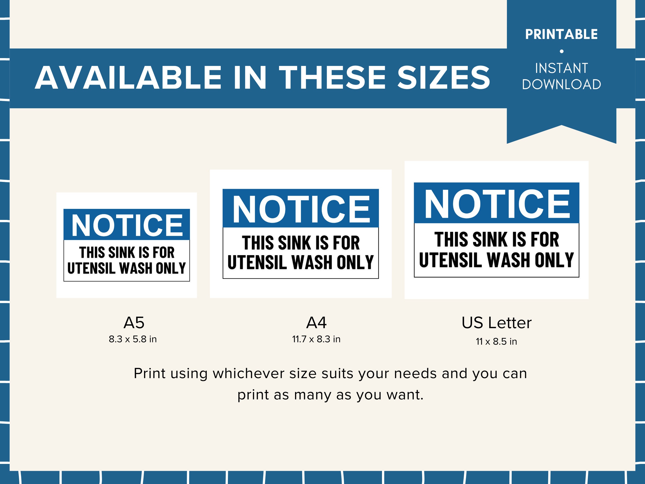 Printable Notice Restaurant Signs, Food Safety, Hygiene, Sinks, Cool ...