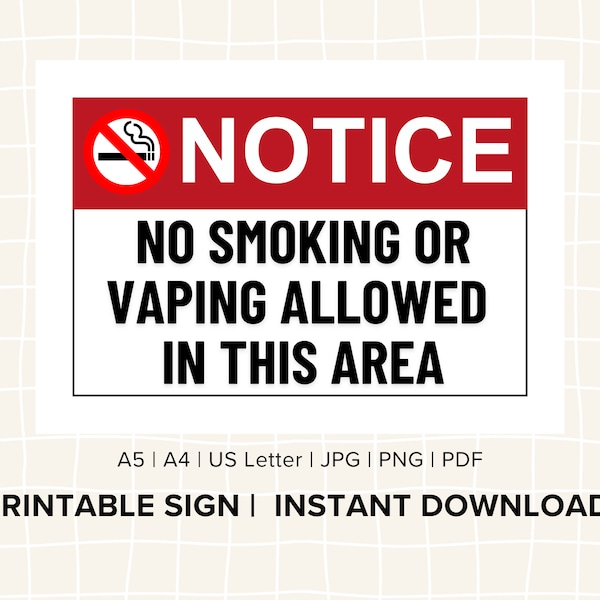 No Vaping Poster - Etsy
