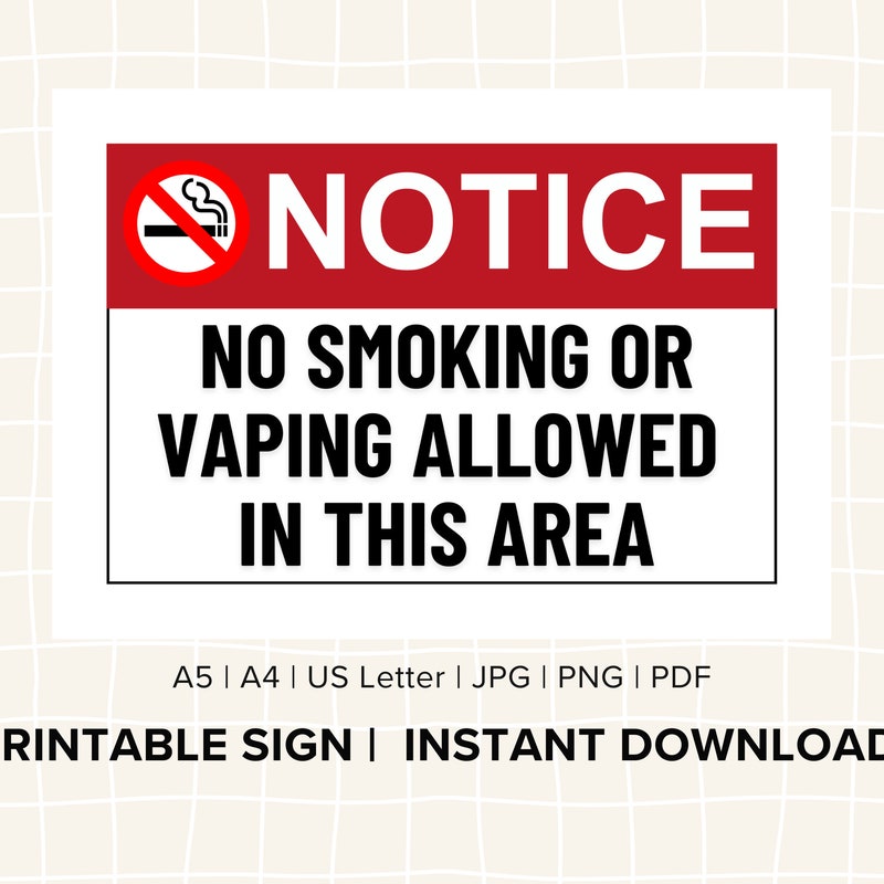 No Vaping Poster - Etsy
