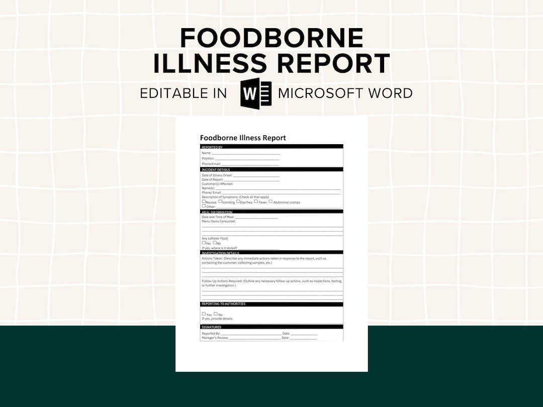 Foodborne Illness Report Food Poisoning Report Templates for Restaurant ...
