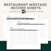 Wastage Record Sheets for Food, Beverage Glass and Plate Breakage Log ...