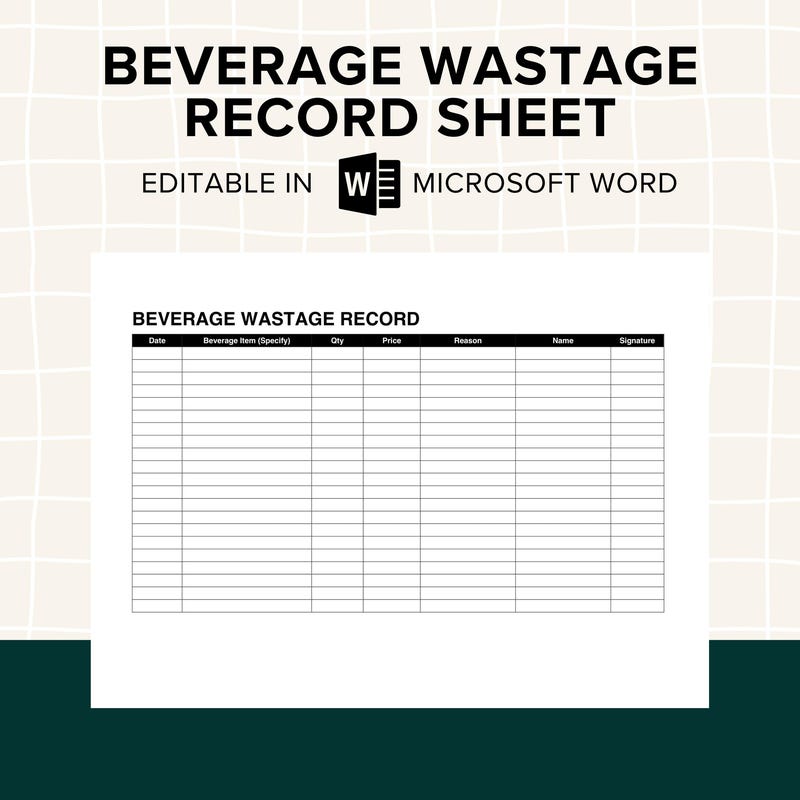 Kitchen Waste Sheet Printable - Etsy