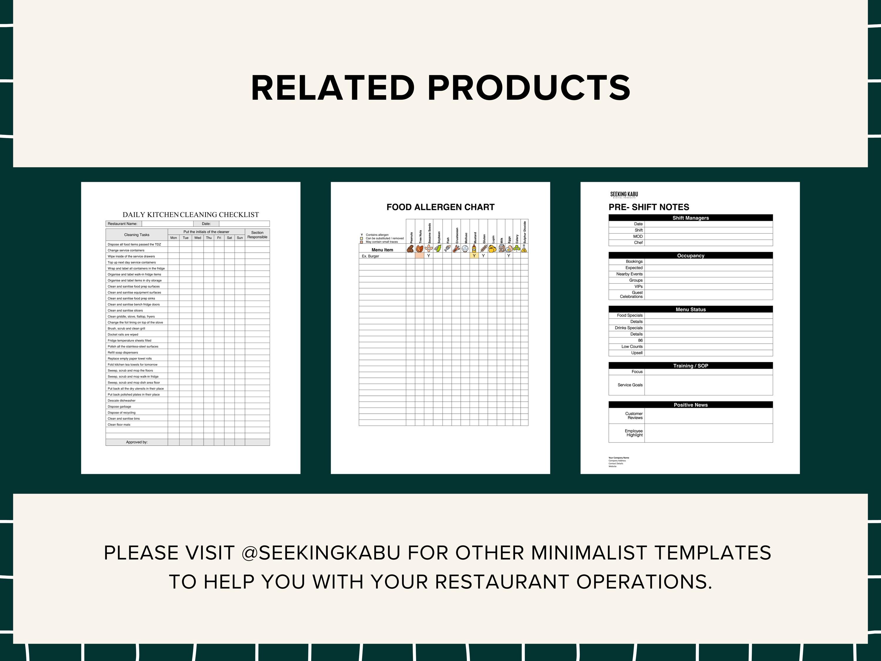 Kitchen Daily Prep List, Section Shift Handover Notes for Chefs ...