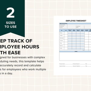 Printable Weekly Time Sheet, Split Shift, Employee Timesheet Log Form ...