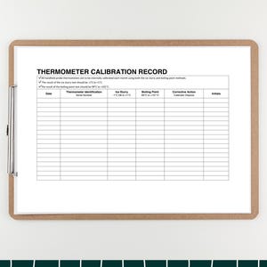 Thermometer Calibration Log Template, Editable HACCP Calibration Form, Food Safety Thermometer ...