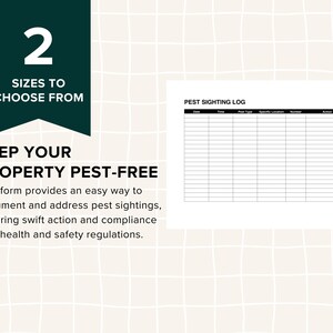Editable Pest Sighting Log, Pest Control Sheet, Pest Tracking Form ...