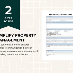 Editable Maintenance Request Form Template, Printable Tenant Repair Log ...