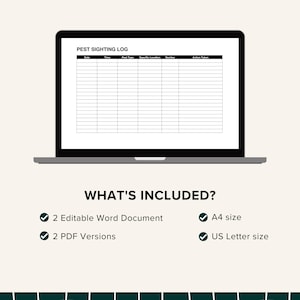 Editable Pest Sighting Log, Pest Control Sheet, Pest Tracking Form ...
