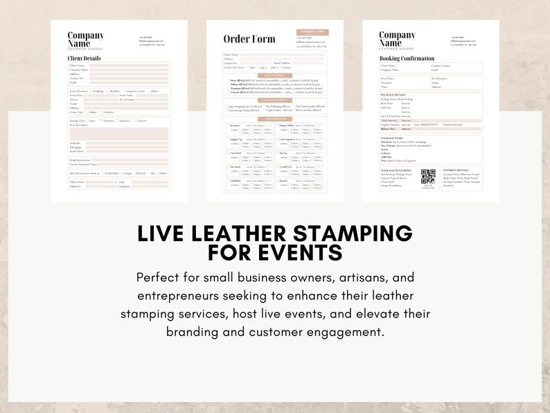 Live Leather Stamping Business Templates, Canva Editable, Weddings ...
