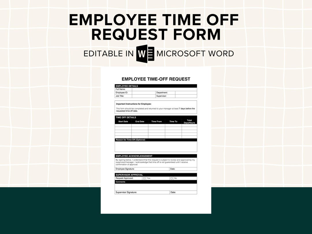 Employee Time off Request, Roster Change Form, Day off Schedule Request ...