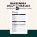 Bar Daily Operating Checklist Opening Side Work Closing for Restaurant ...