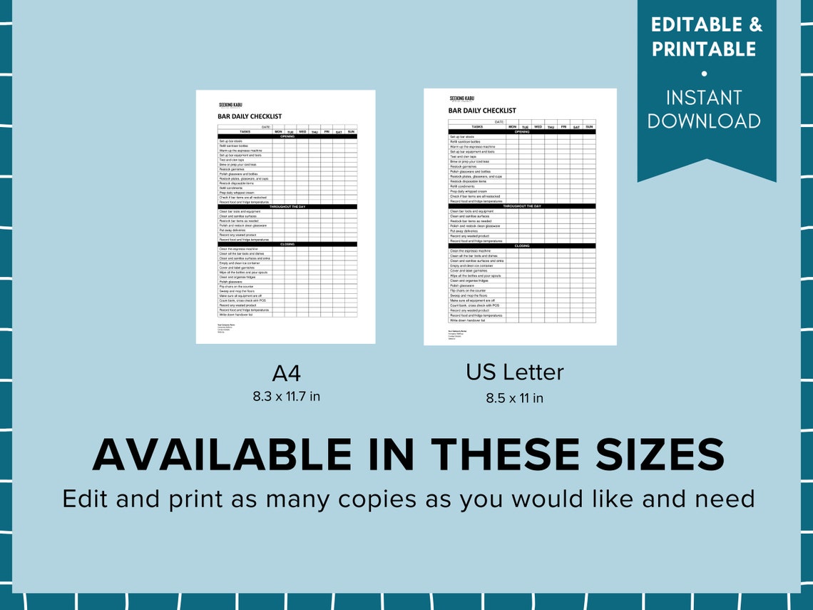 Restaurant FOH Templates Bundle, Daily, Server, Host, Bartender ...