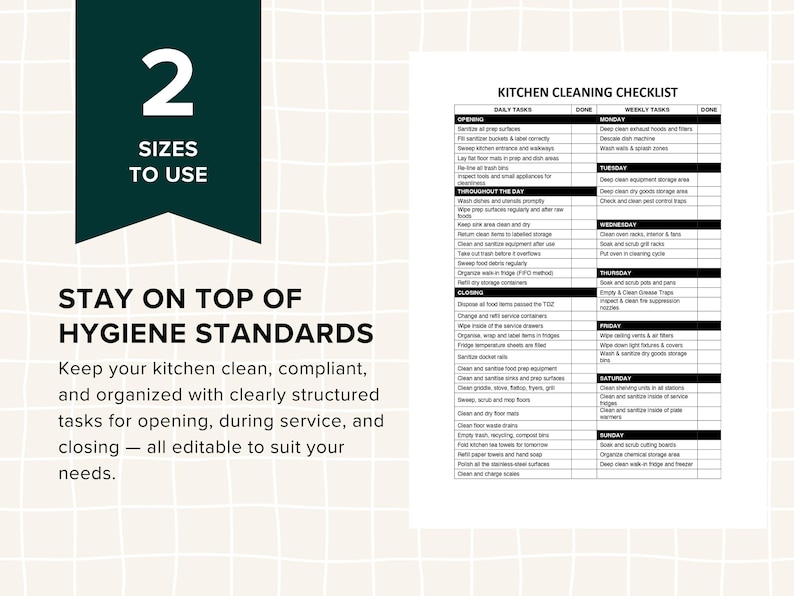 Commercial Kitchen Cleaning Checklist, Professional Daily Weekly ...