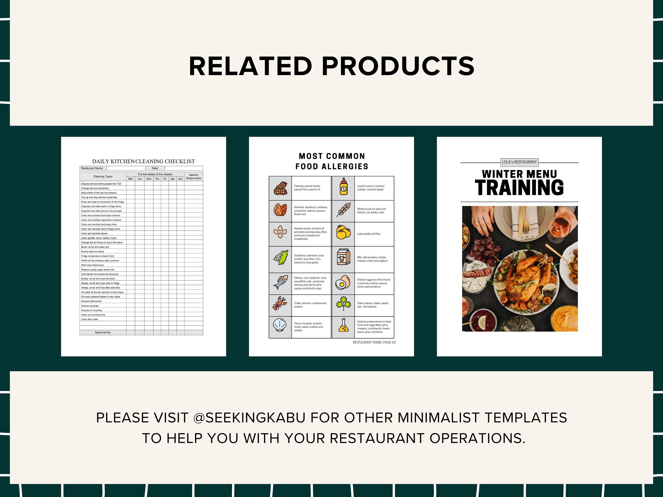 Wastage Record Sheets for Food, Beverage Glass and Plate Breakage Log ...
