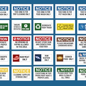 Printable Notice Restaurant Signs, Food Safety, Hygiene, Sinks, Cool ...