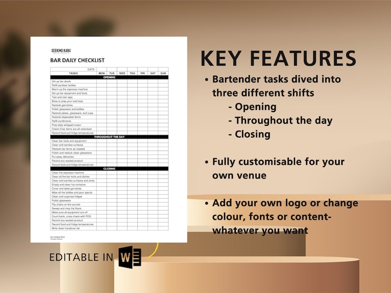 Bartender Daily Checklist: Restaurant Bar Guidelines; New Hire Training ...