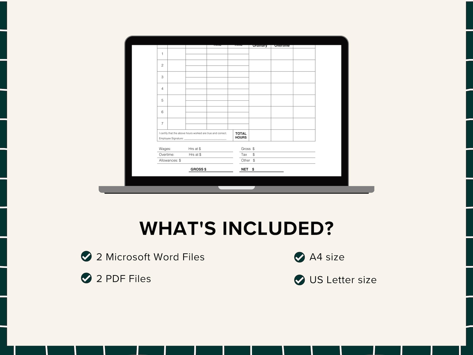 Employee Weekly Time Sheet, Employee Timesheet Log Form, Time Record ...