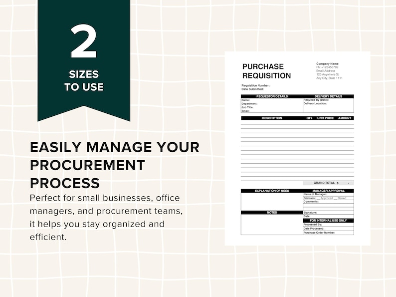 Purchase Requisition Template | Excel Procurement Request Form ...