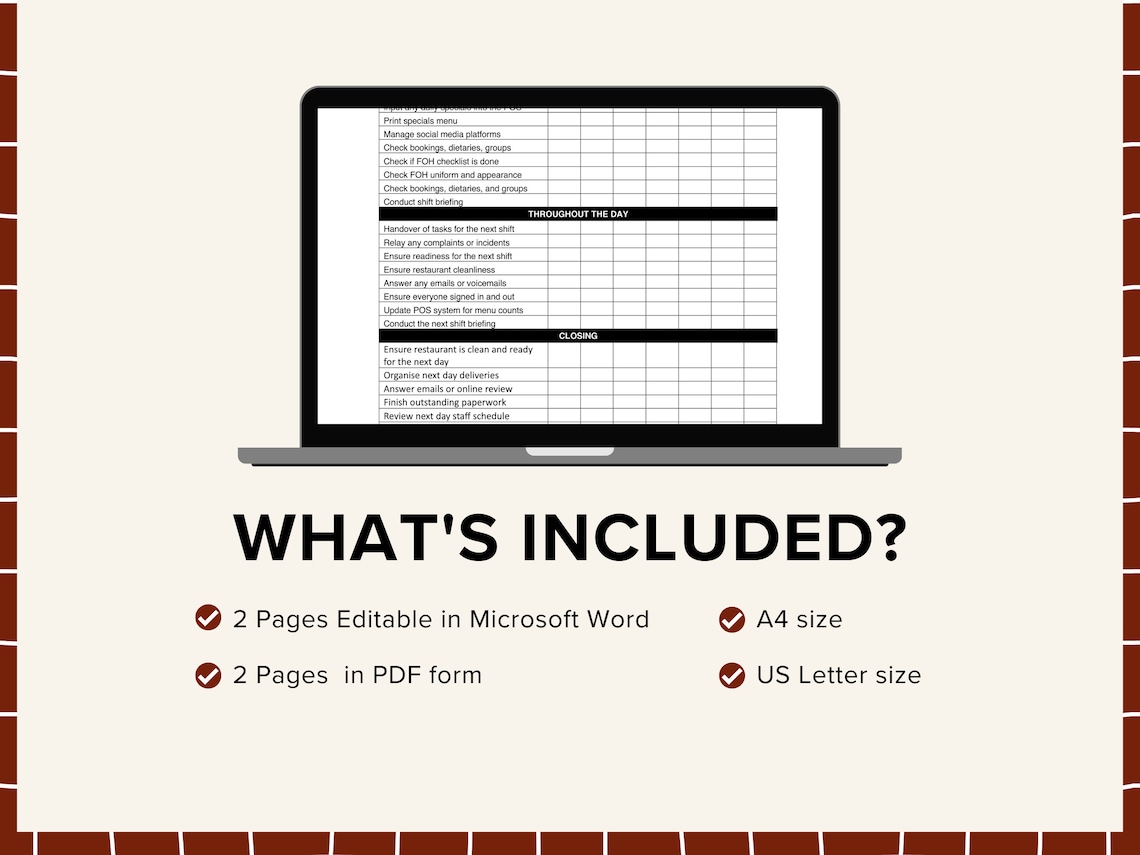 Restaurant Manager Daily Checklist, Cafe, Bar, Casual, Fine Dining ...