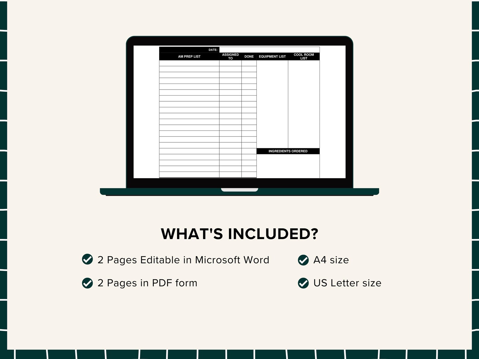 Kitchen Shift Handover Prep List, Notes Fot Chefs, Restaurant and Cafe ...
