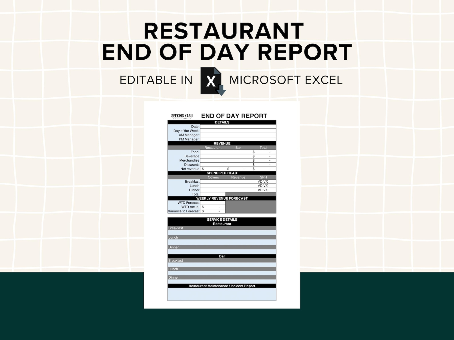 Restaurant End of Day Report, Daily, Weekly, Restaurant, Bar, and Cafe ...