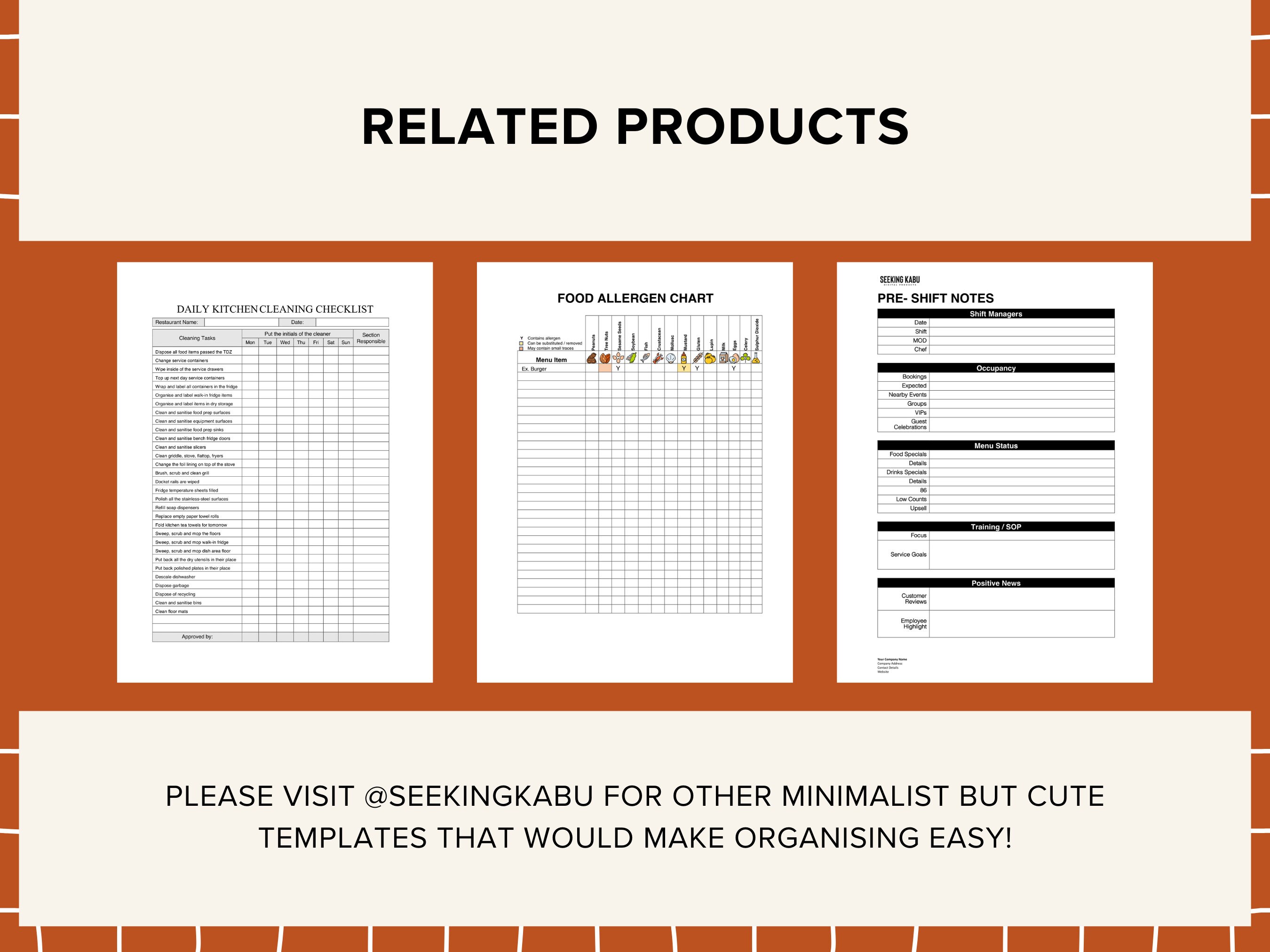 Kitchen Produce Order List, Guide, Section List, Daily, Weekly ...
