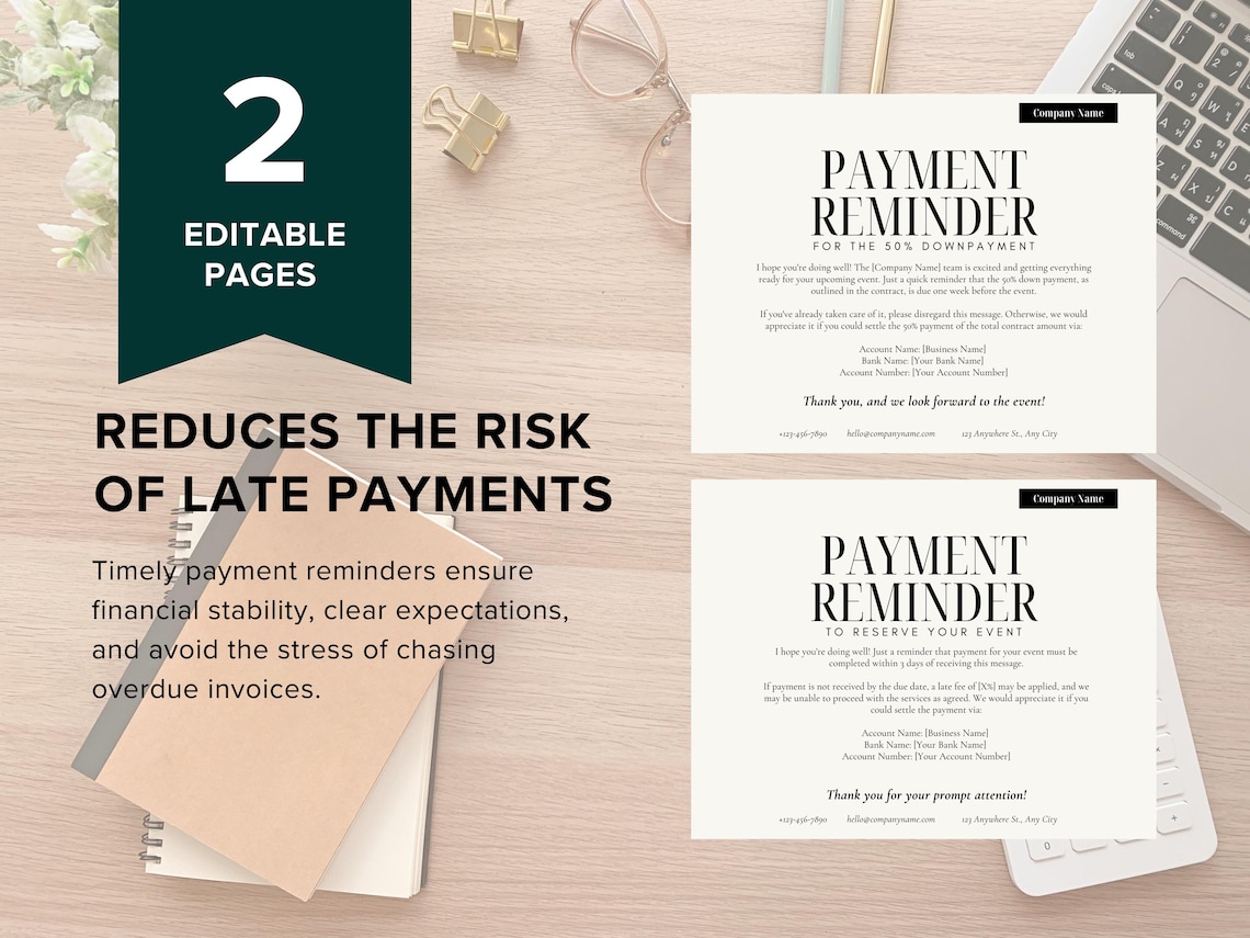 Editable Payment Reminder Template for Events, Late Payment Message ...
