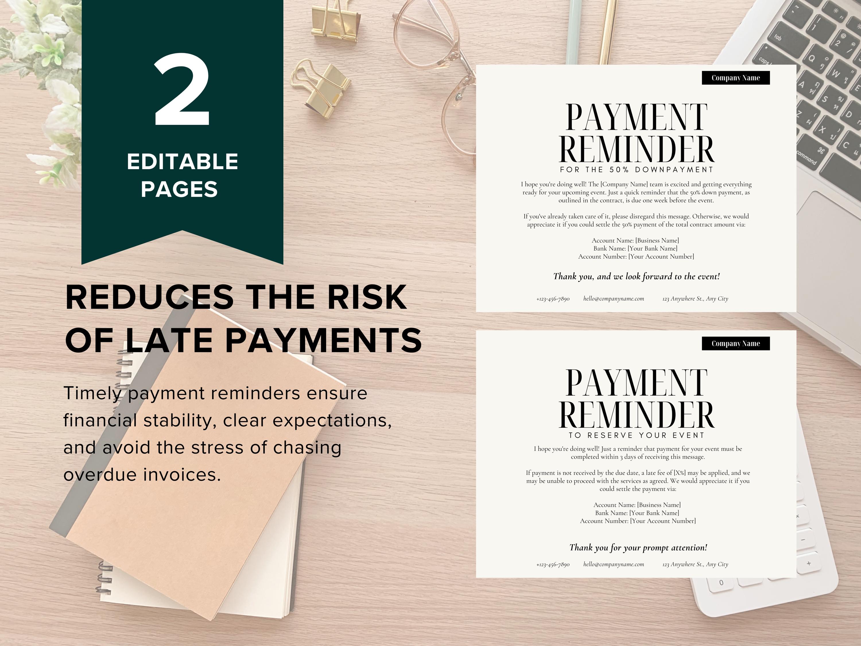 Editable Payment Reminder Template for Events, Late Payment Message ...