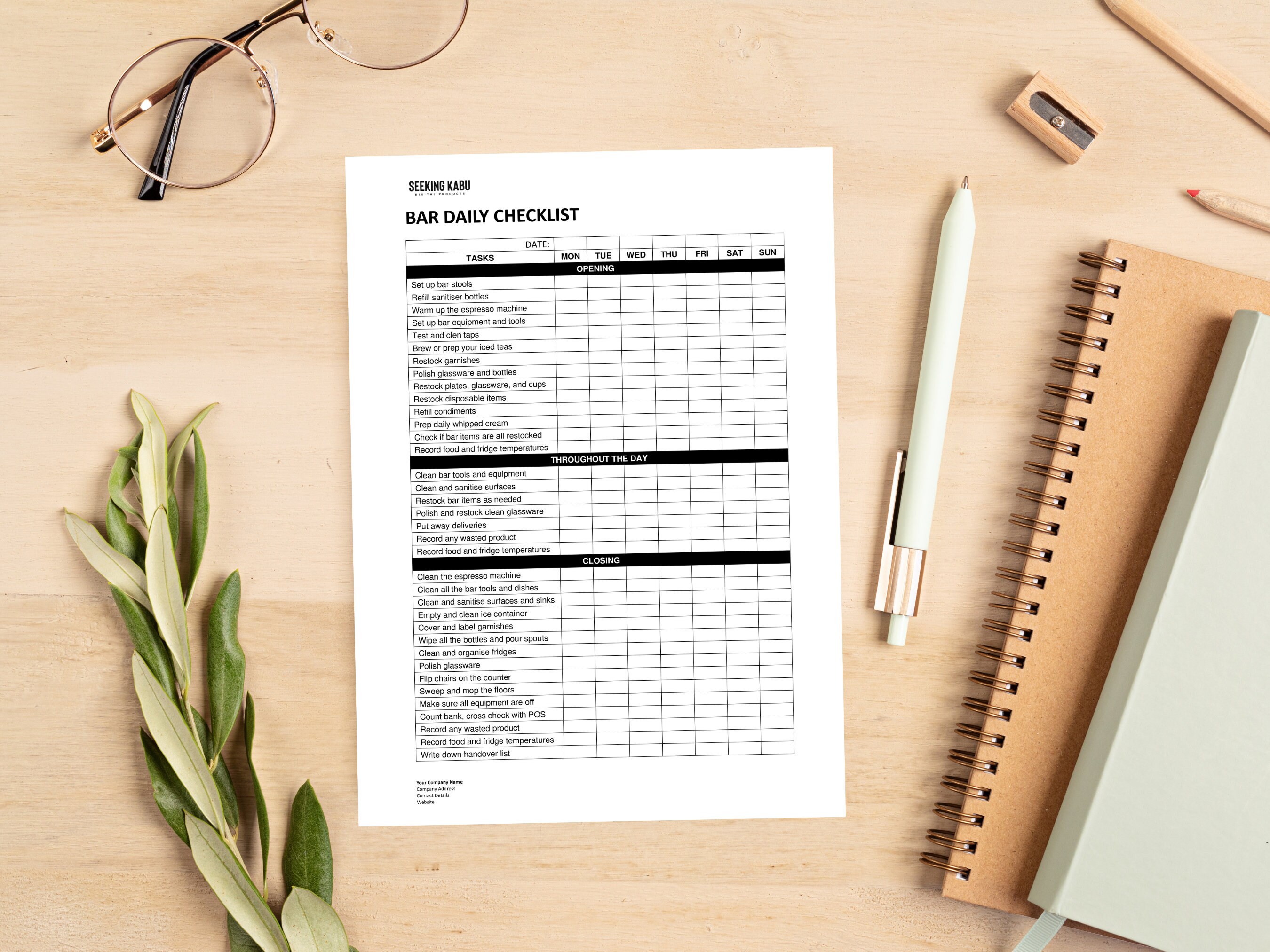 Bartender Daily Checklist: Restaurant Bar Guidelines; New Hire Training ...