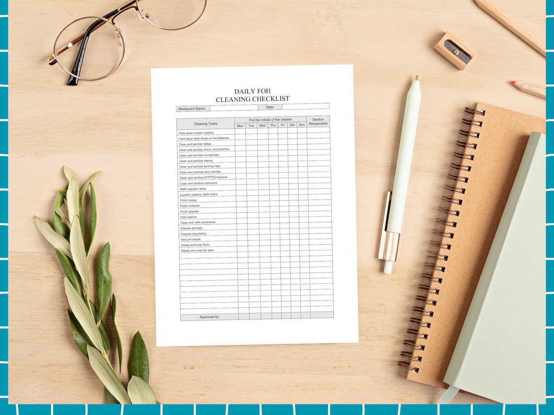 Restaurant FOH Cleaning Checklist | Restaurant Cleaning Checklist ...