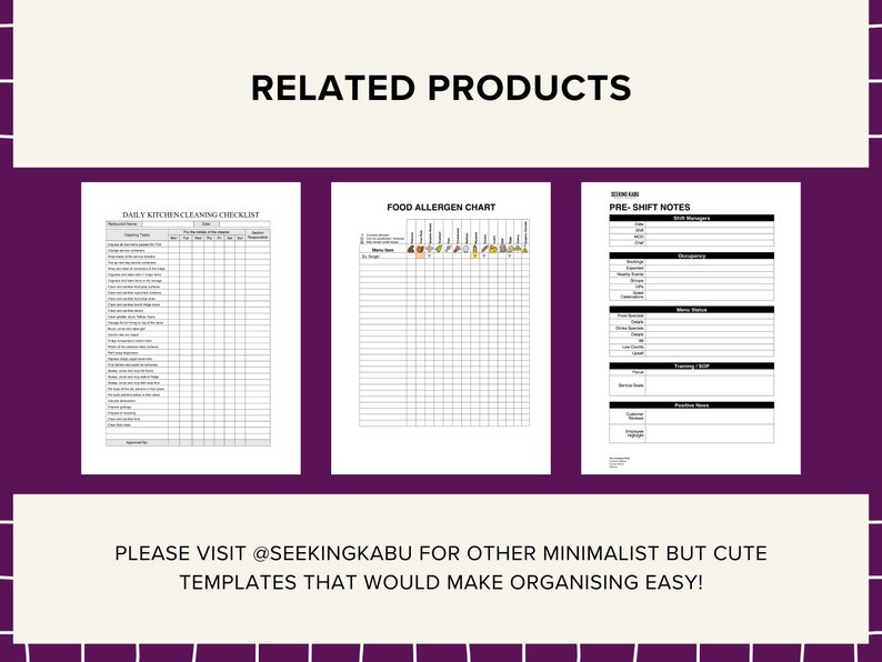 Kitchen Shift Handover Prep List, Notes Fot Chefs, Restaurant and Cafe ...