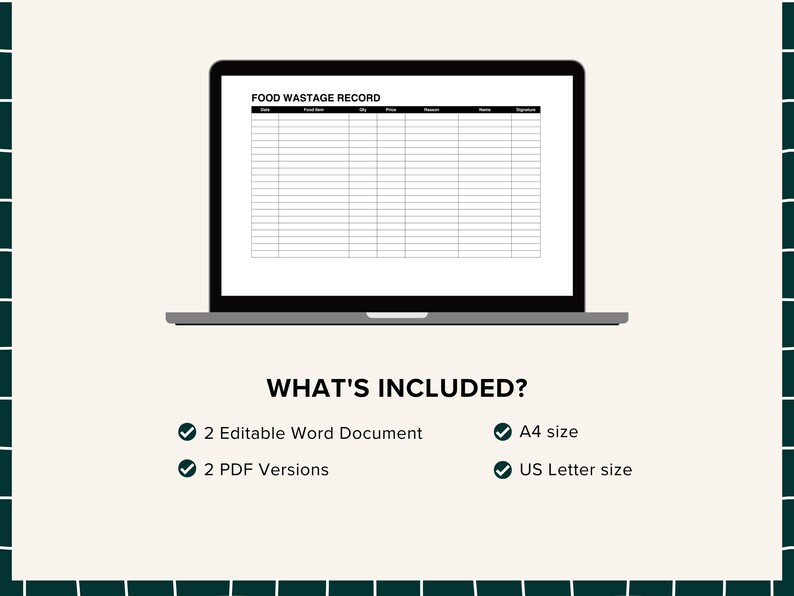 Restaurant Food Waste Tracker, Printable Food Disposal Sheet, Food ...