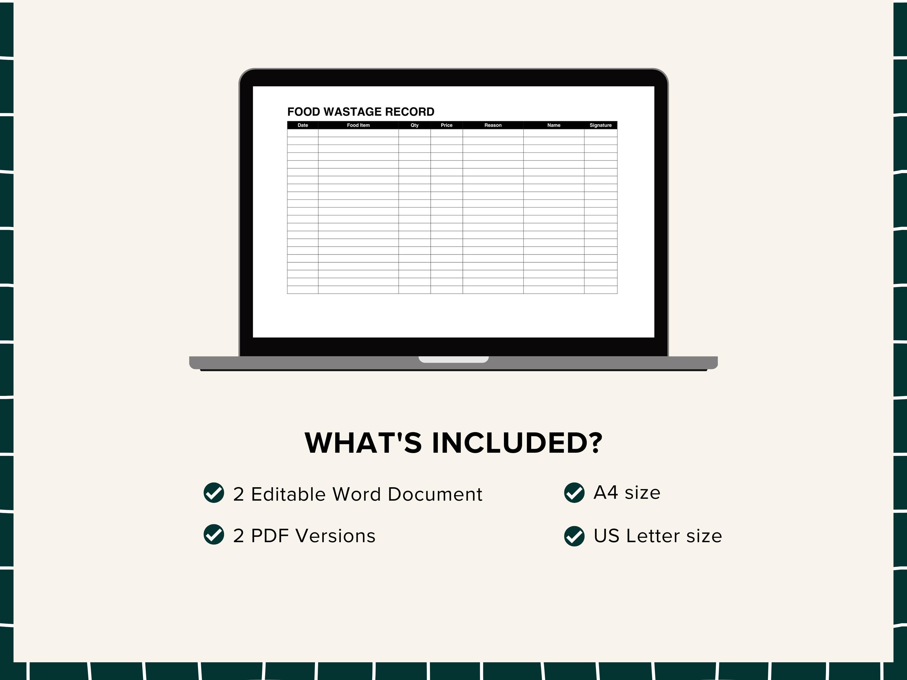 Restaurant Food Waste Tracker, Printable Food Disposal Sheet, Food ...