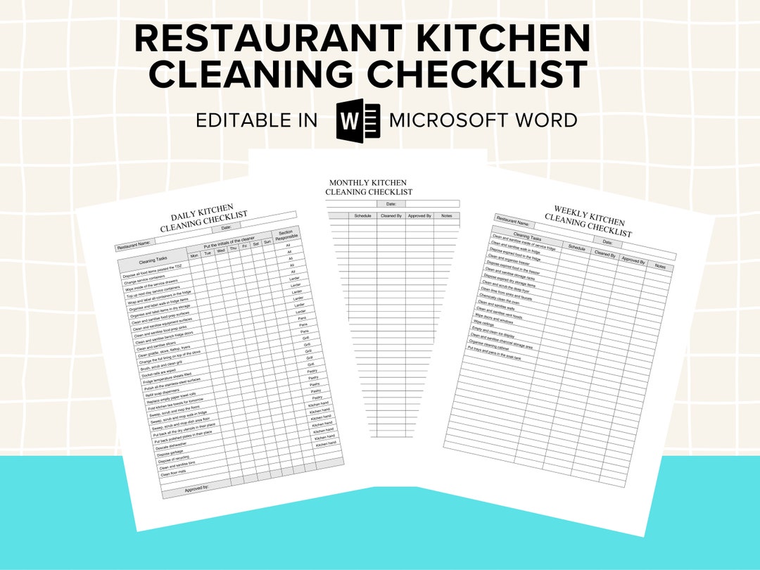 Restaurant Kitchen Cleaning Checklist | Professional Kitchen Cleaning ...