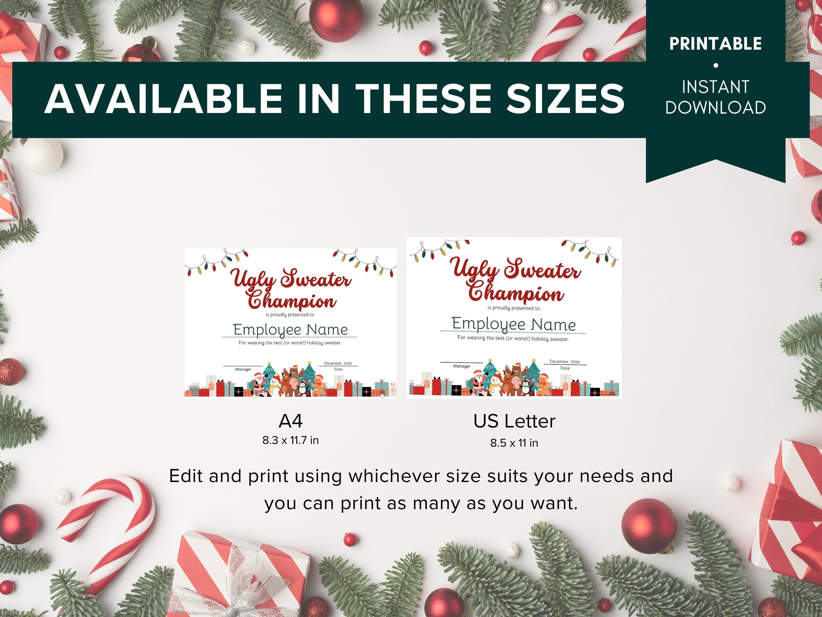 Holiday Employee Certificates - Funny Awards for Christmas, Staff ...