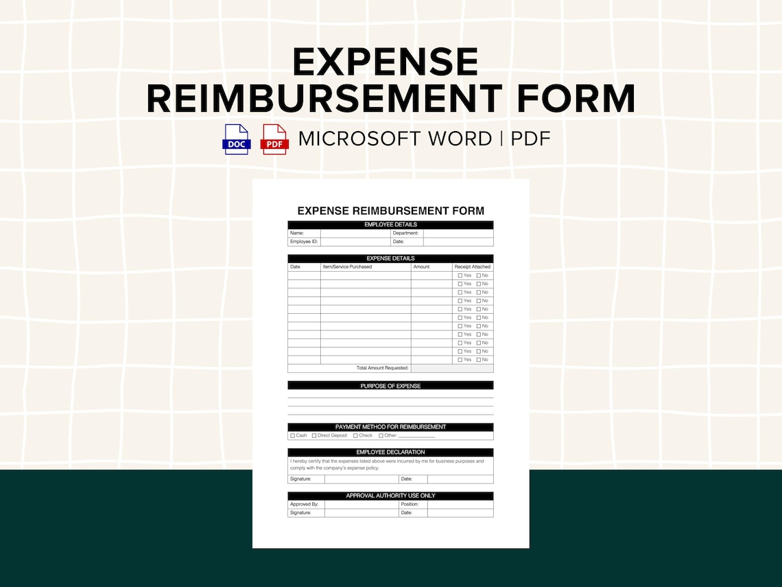 Expense Reimbursement Report Form, Employee Expense Reporting Template ...
